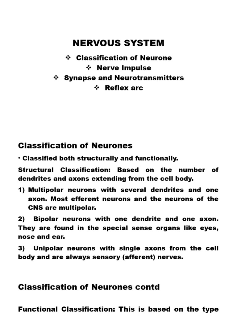 CLASSIFICATION OF NEURONE AND NERVE IMPULSE | Download Free PDF | Motor ...