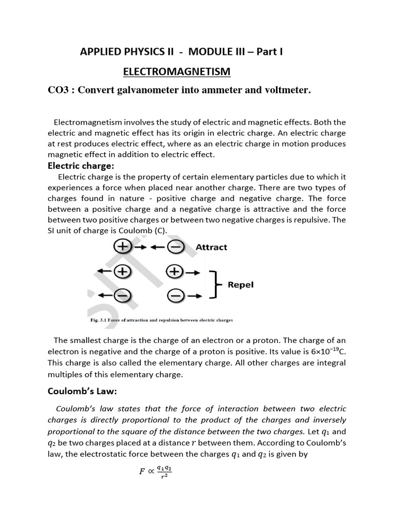 Applied Physics II - Module III - Part I | PDF | Electric Field ...