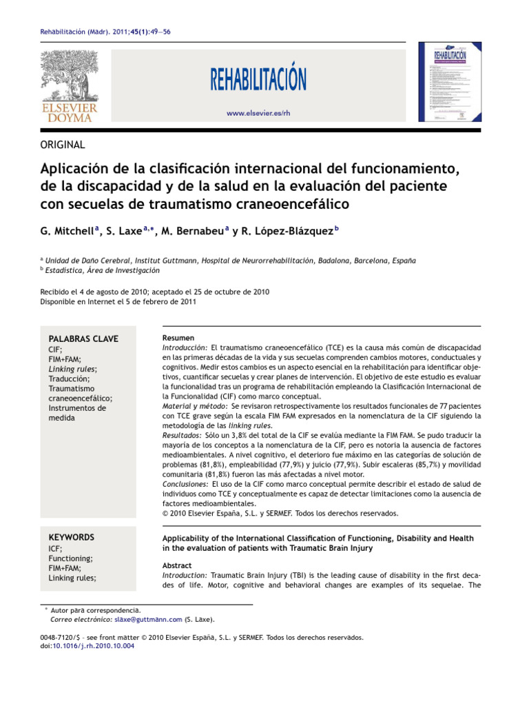 FIM FAM TCE | PDF | Neurociencia | Cognición