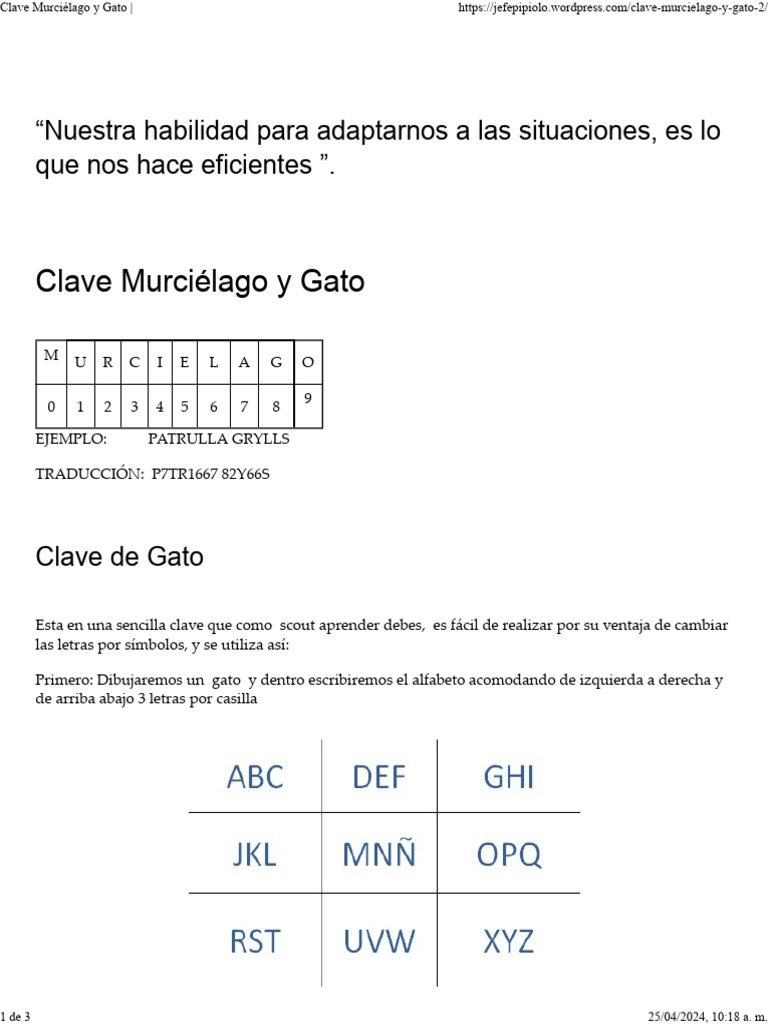 Clave Murciélago y Gato | PDF
