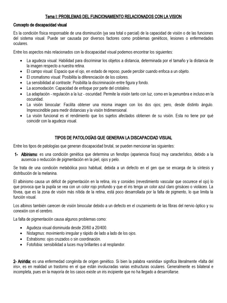 Problemas Del Funcionamiento Relacionados Con La Vision | PDF | Ojo ...