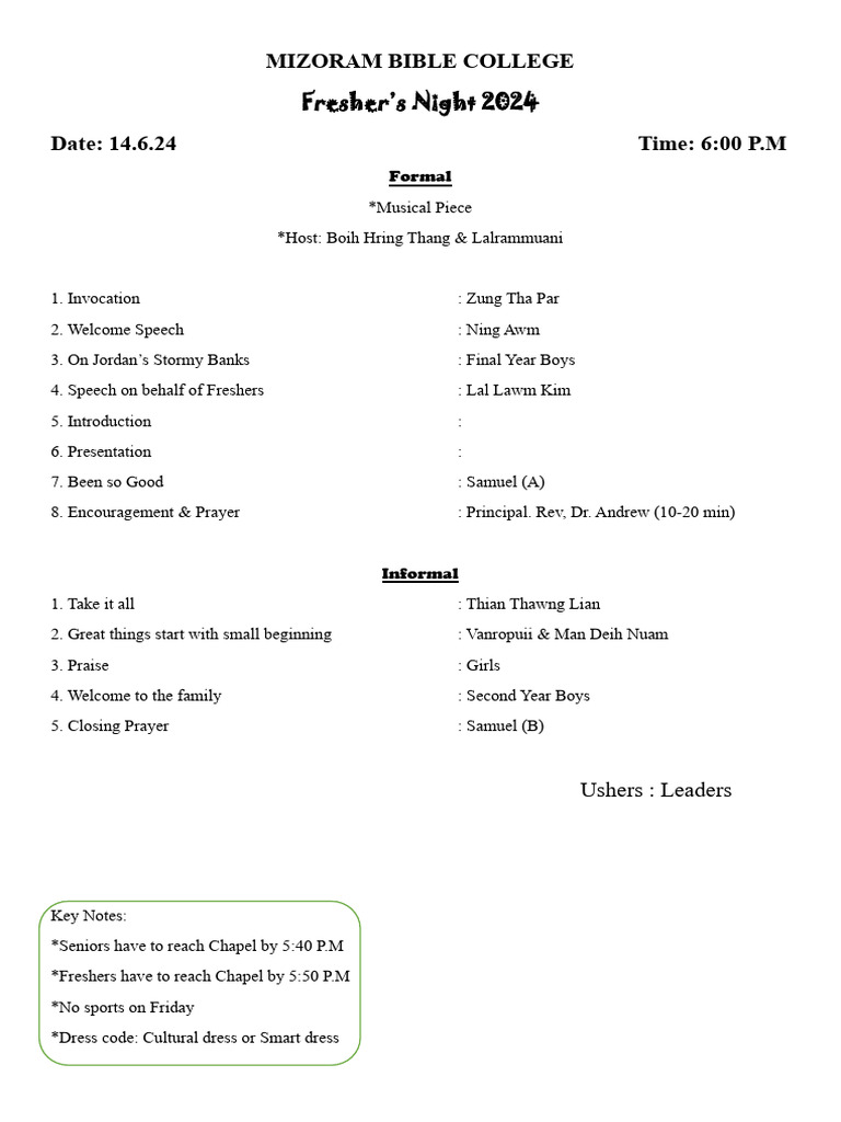 Fresher Night Program | PDF