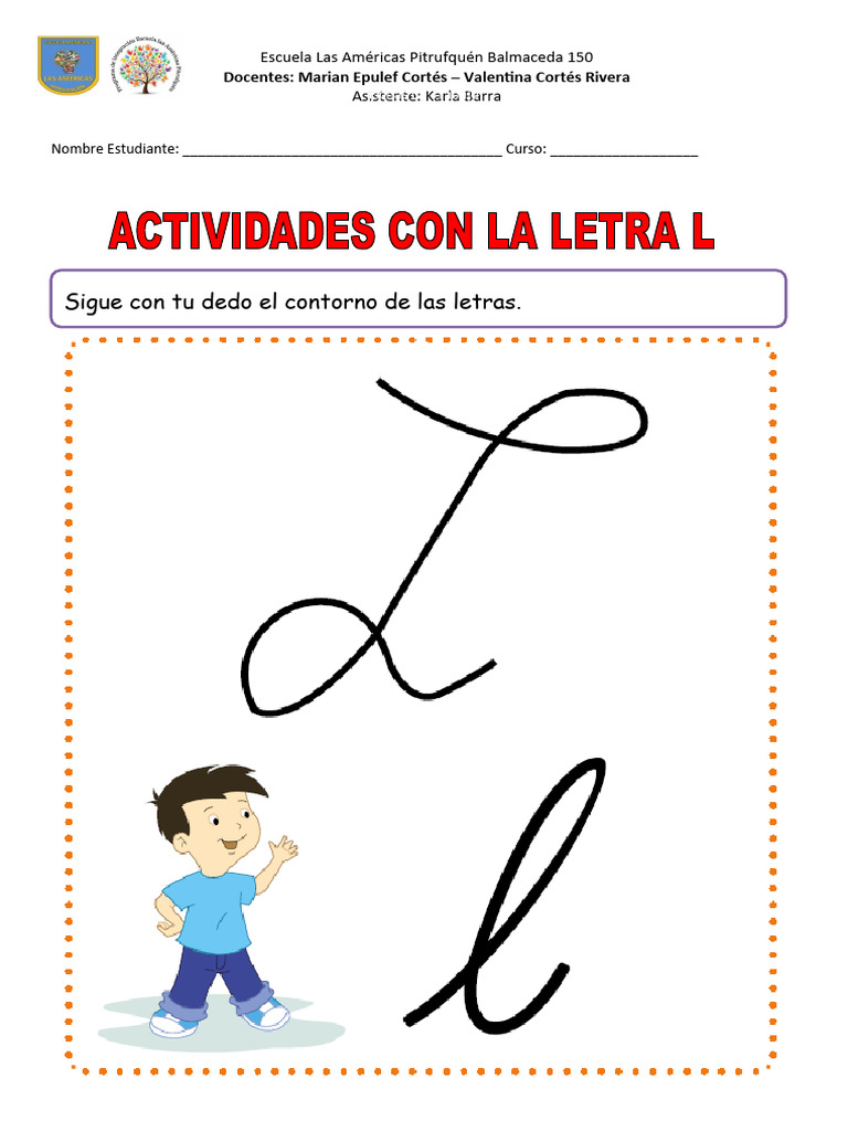 Actividades para trabajar la letra L | PDF