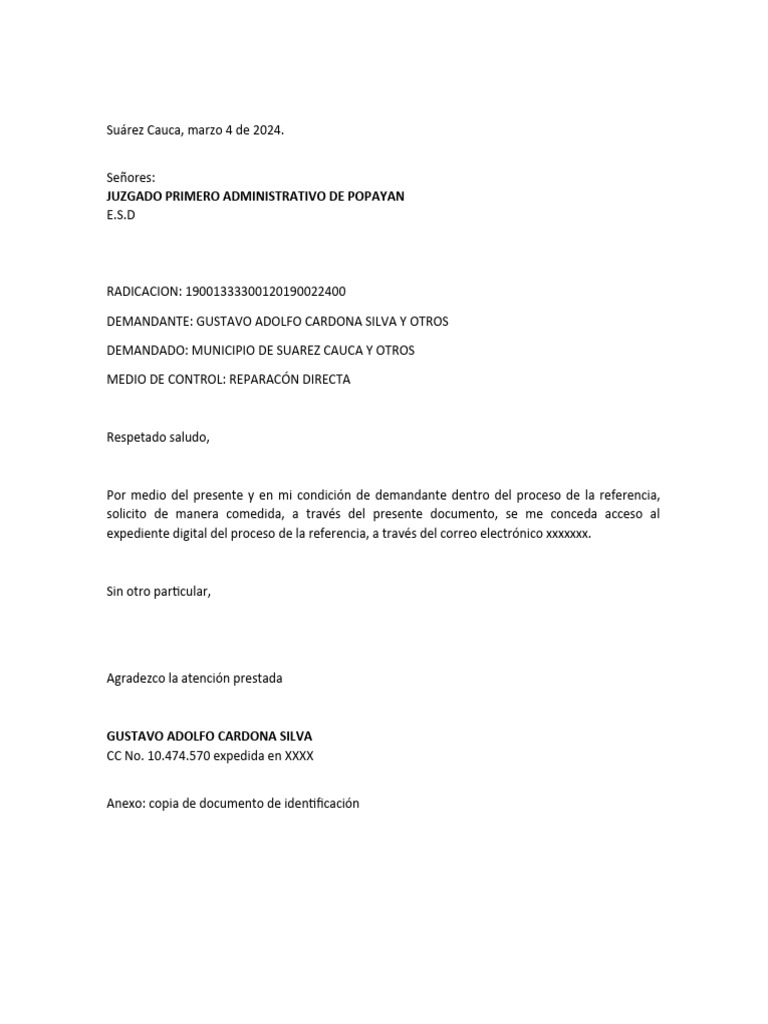 Solicitudes Judiciales de Gustavo Cardona | PDF