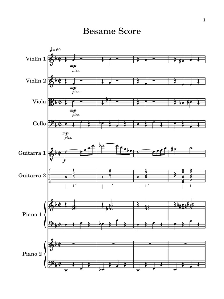 Besame Score | PDF | Musical Notation | String Instruments
