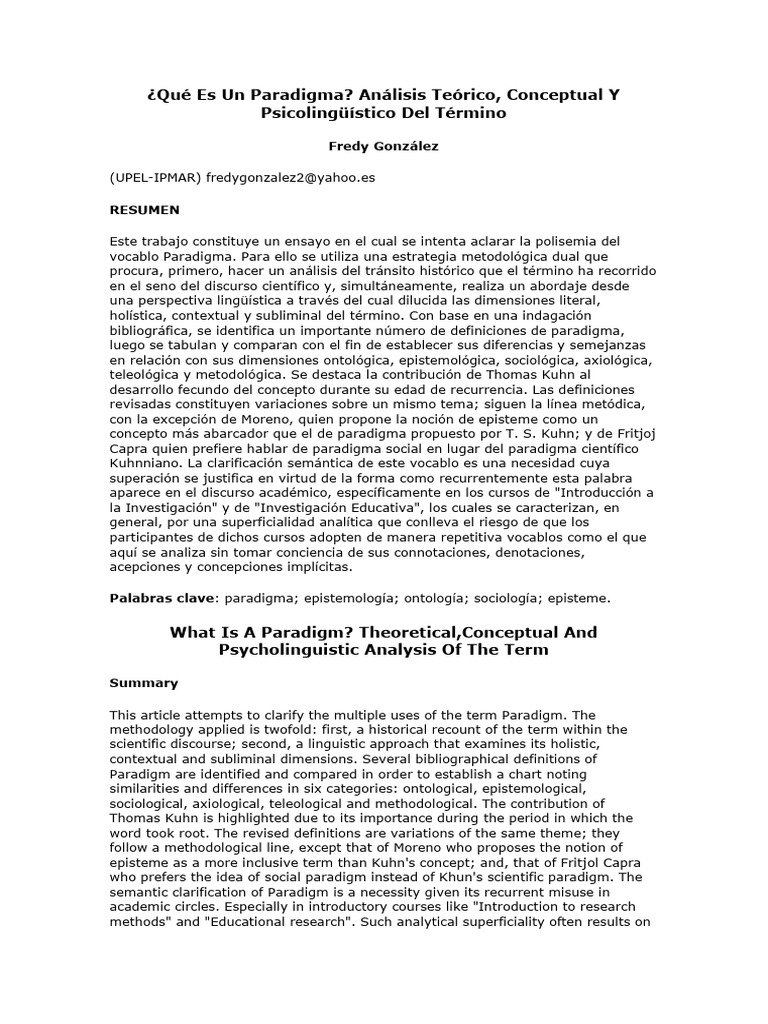 Análisis del Término Paradigma en Ciencia | PDF | Paradigma | Conocimiento