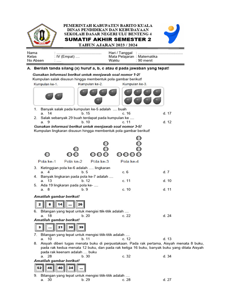 Soal SAS Matematika Kelas 4 | PDF