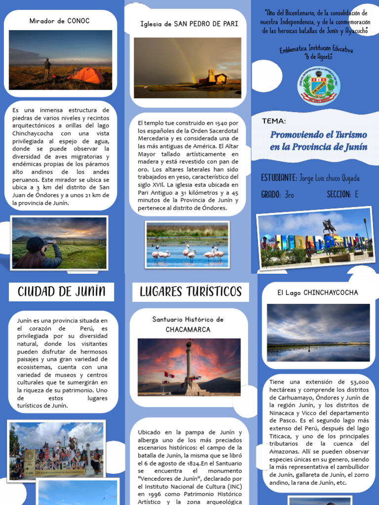 Tríptico - Lugares Turisticos | Descargar gratis PDF | Perú