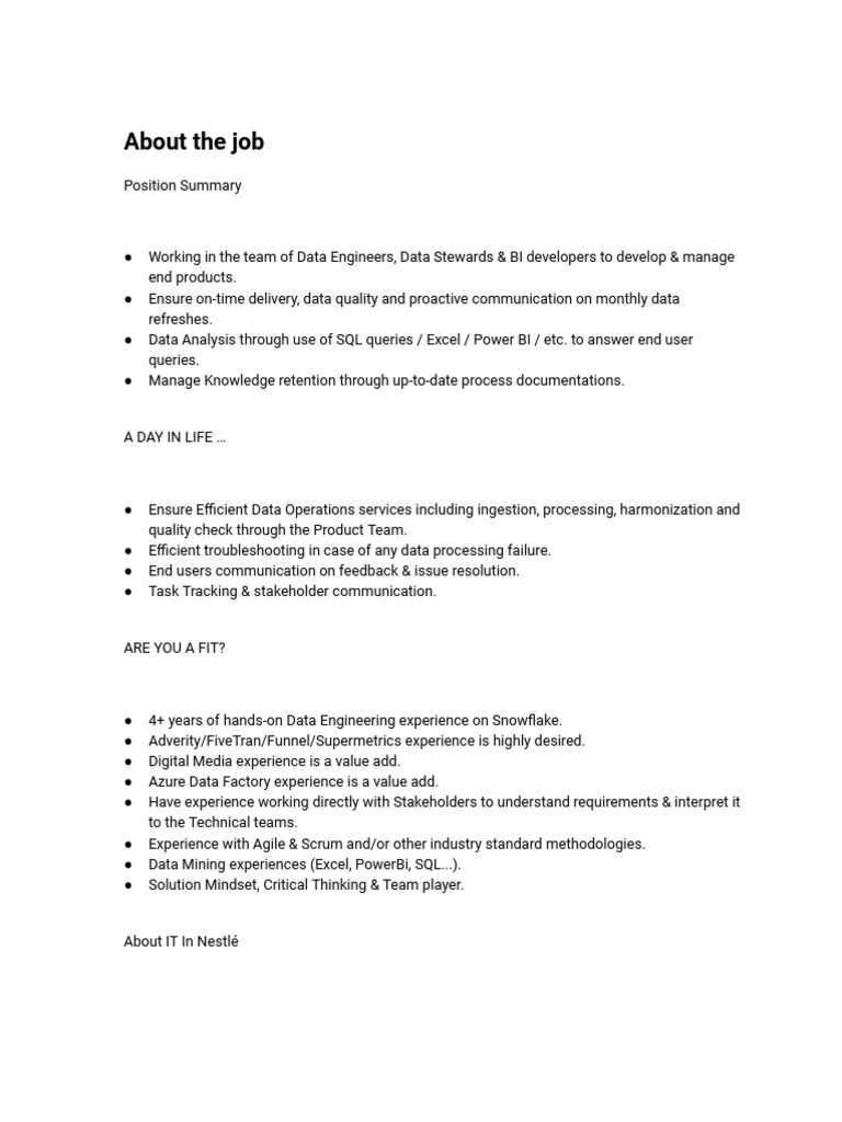 About The Job Data Engineer | PDF | Agile Software Development | Business