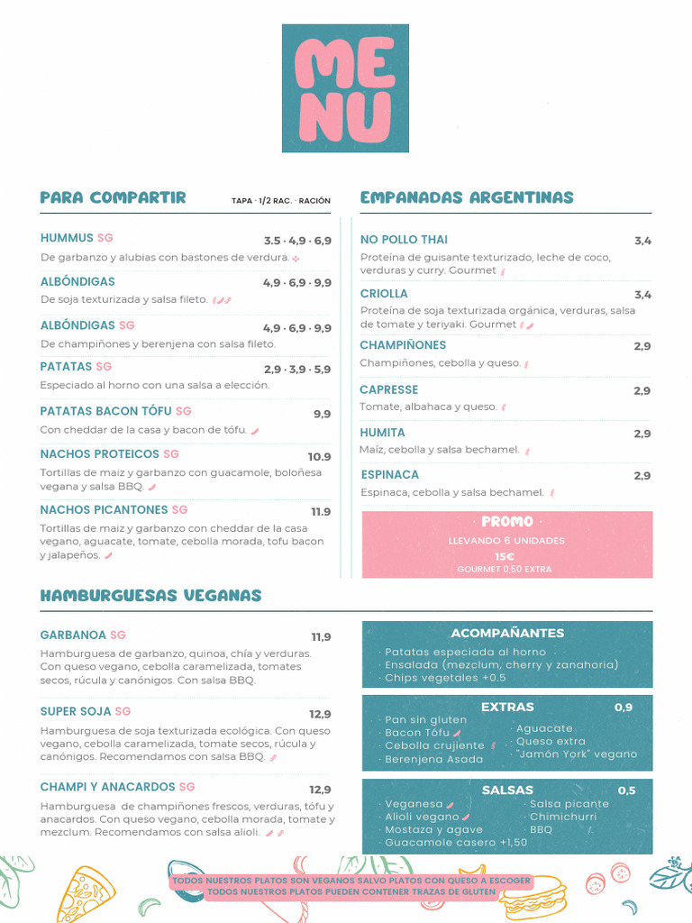 Teatinos Carta | PDF | Postres | Hamburguesas