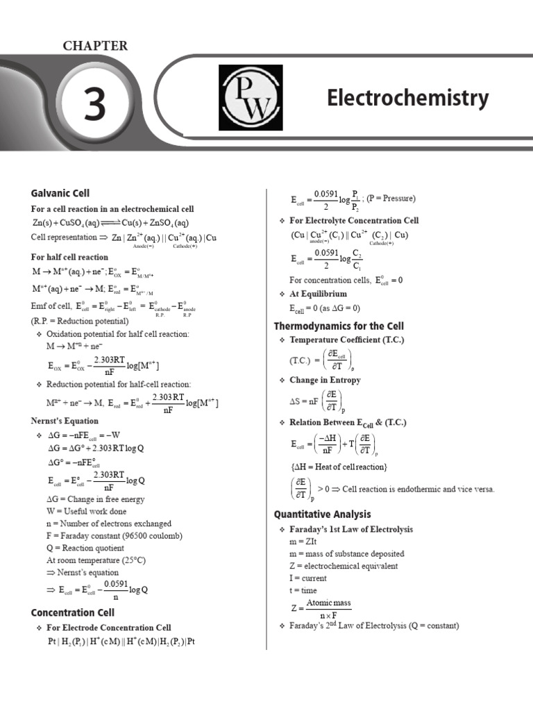 Electrochemistry Short Notes | Download Free PDF | Electrochemistry | Redox