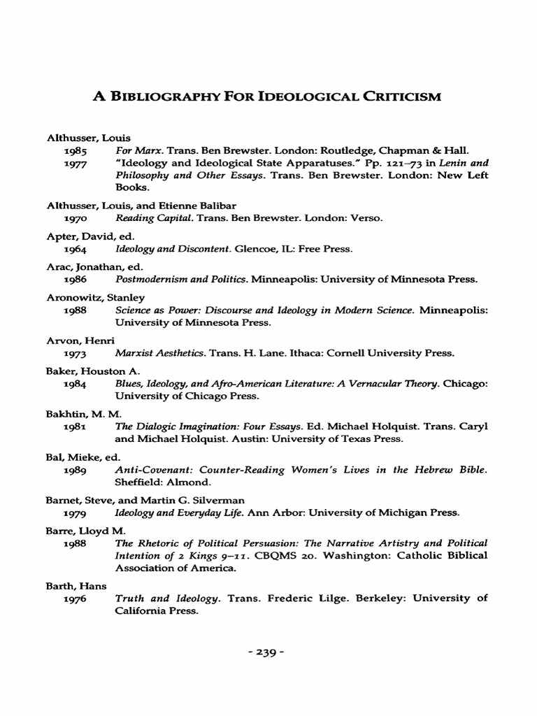 Bibliography For Ideological Criticism | PDF | Bible | Copyright