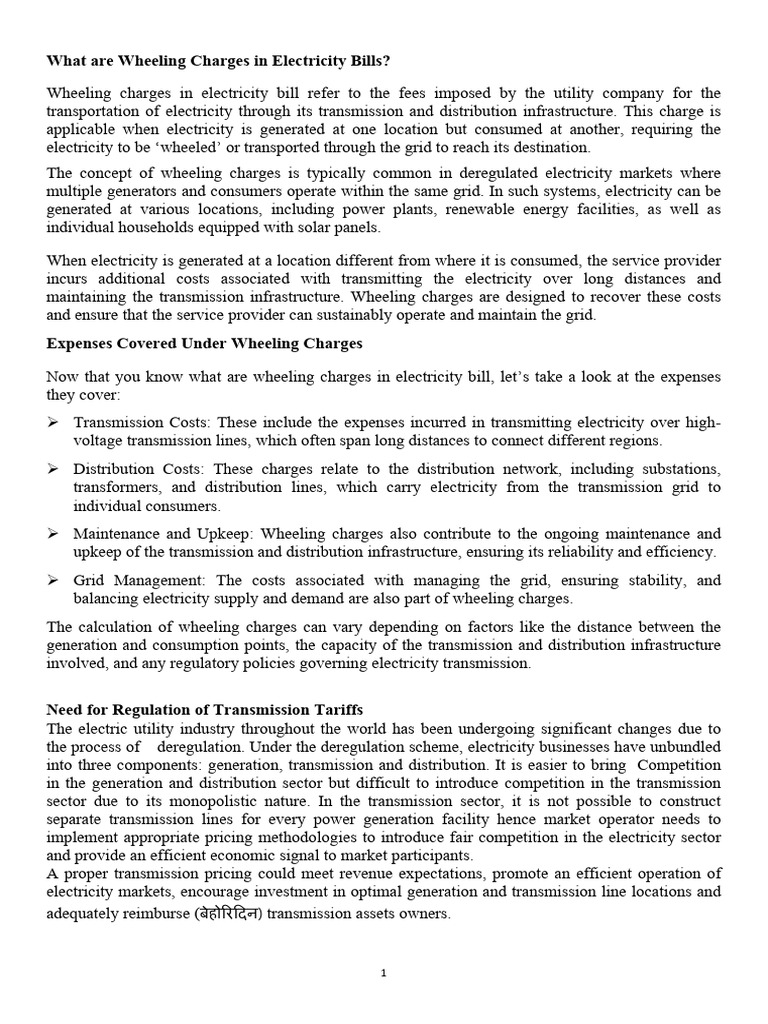 Wheeling Charge | PDF | Electrical Grid | Electric Power Distribution
