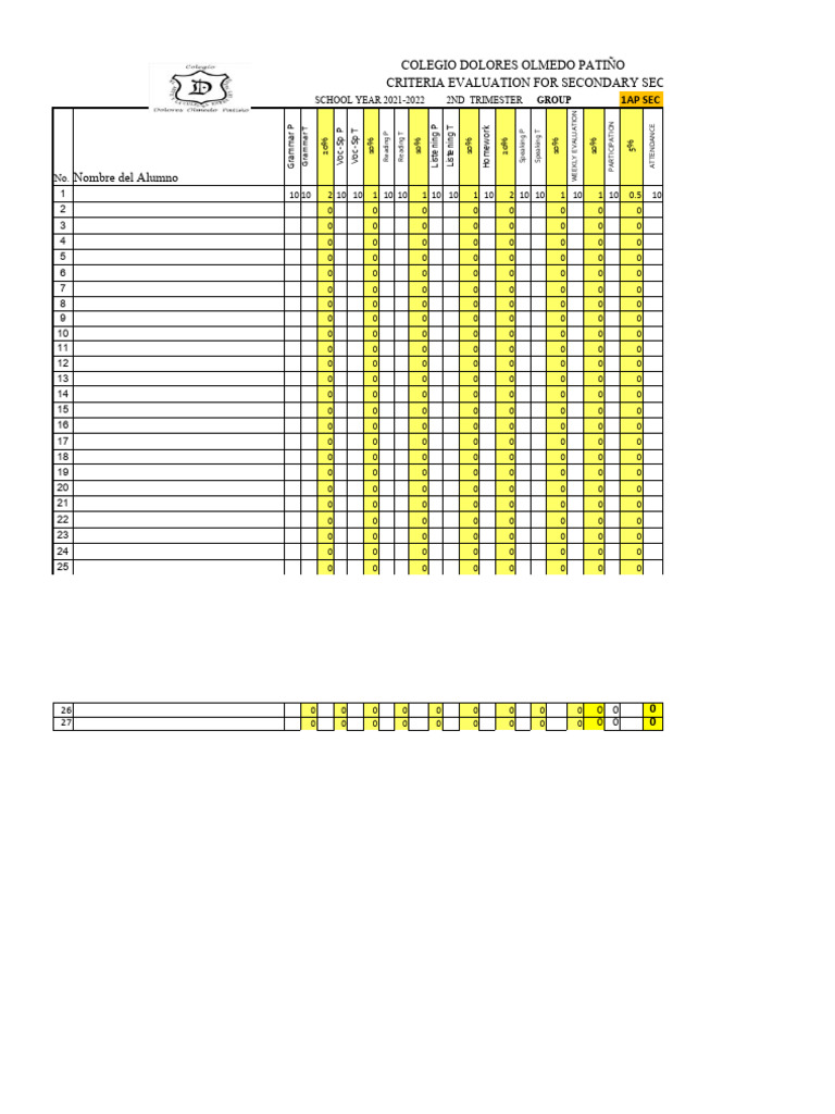 CRITERIOS TERCER TRIMESTRE 1A Y 2A PRIM (1) Calificados-1 | PDF