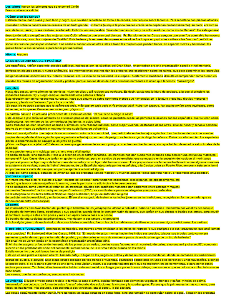 Estructura y vida de los tainos | PDF | Civilización maya | España