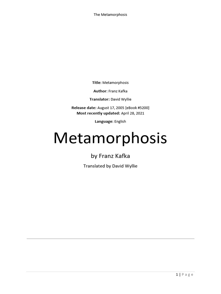 The metamorphosis | Download Free PDF | The Metamorphosis