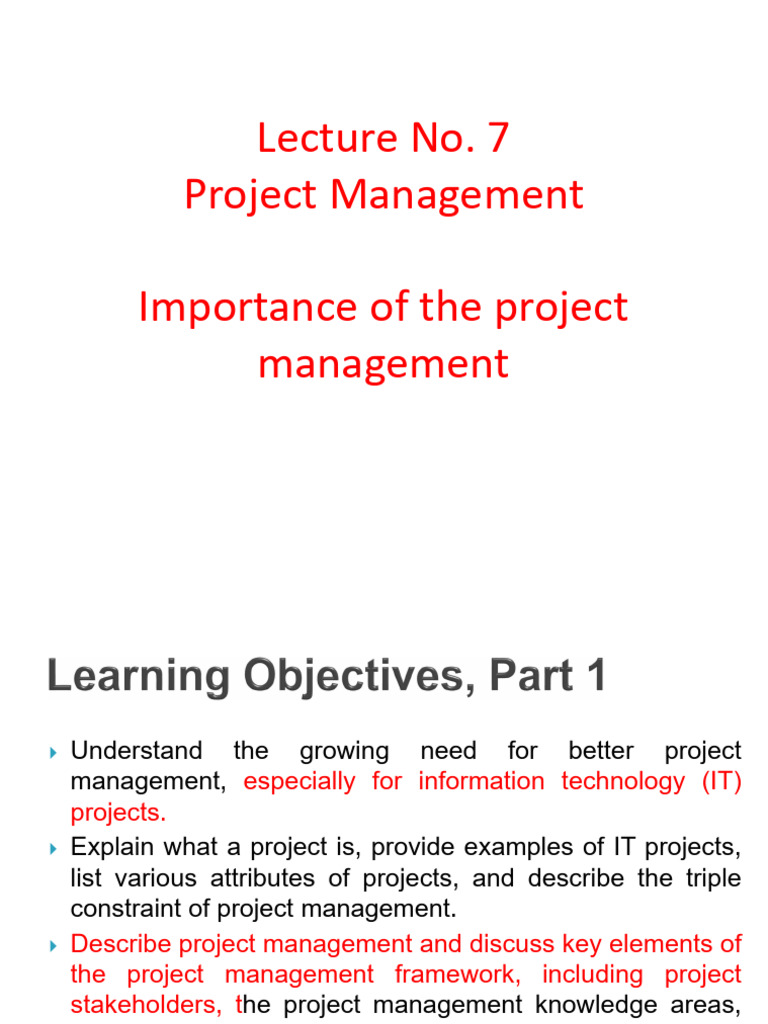 Lecture No. 7 Project Management | PDF | Project Management | Project Management Professional