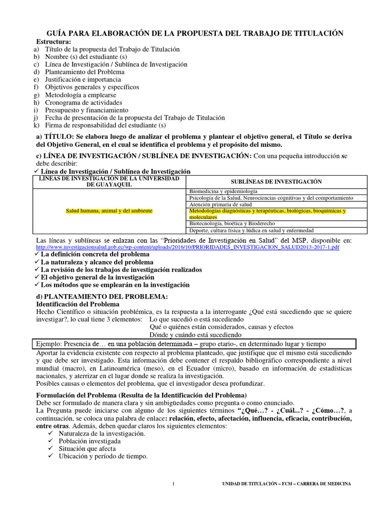Guía de Propuesta de Trabajo de Titulación 2017 | PDF | Investigación ...