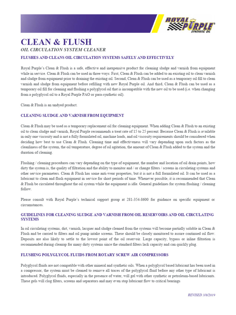2018 Clean and Flush Pds | PDF | Lubricant | Filtration