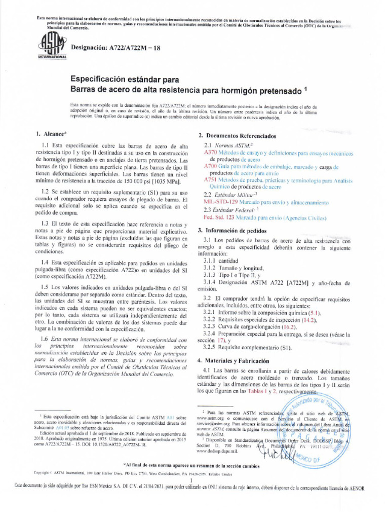 ASTM A722_A722M 2018 | PDF