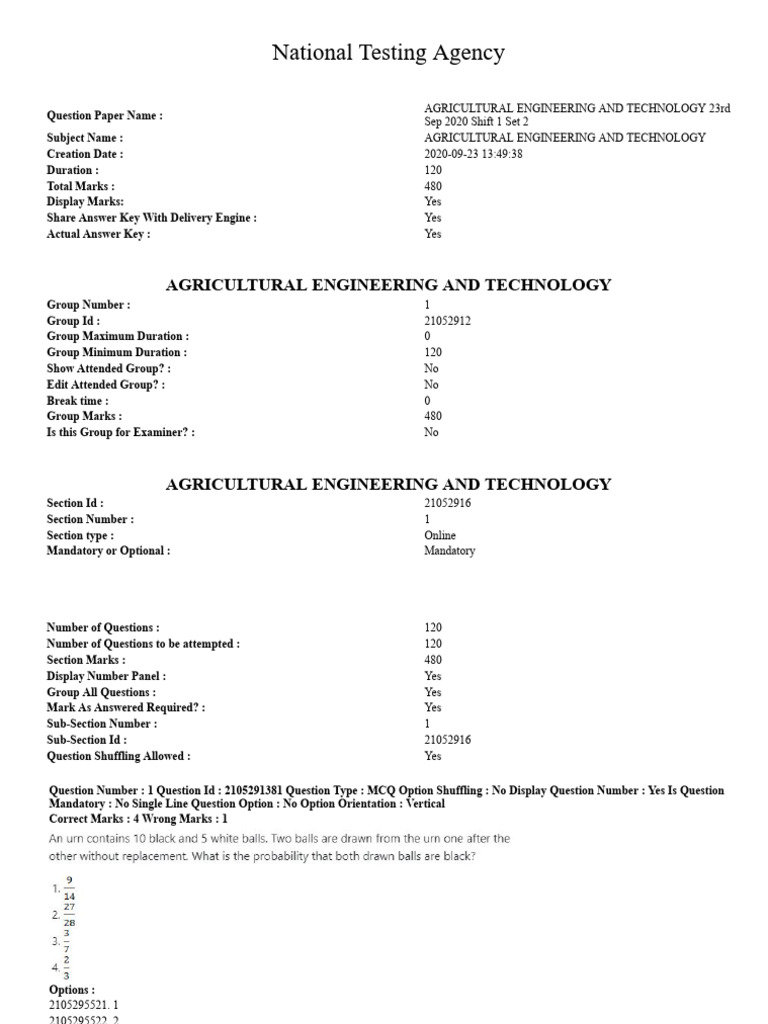 icar-aieea-2020-paper | PDF | Multiple Choice | Tests