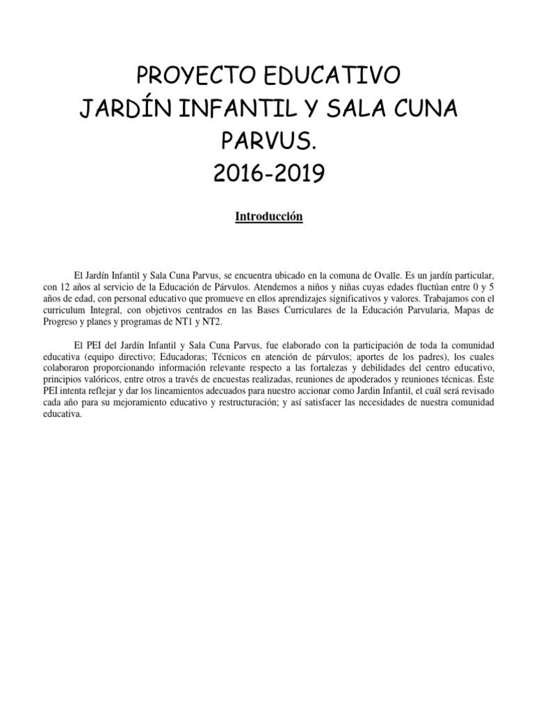 Jardín Infantil Parvus: Educación Integral | PDF | Evaluación ...