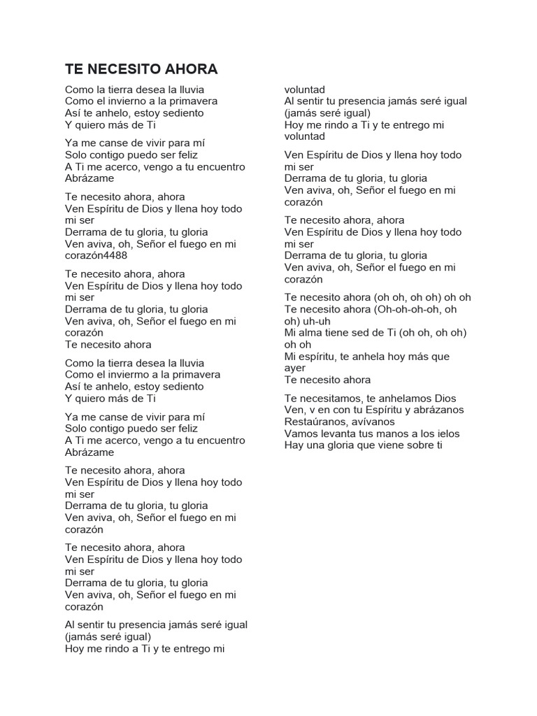 Te Necesito Ahora | PDF