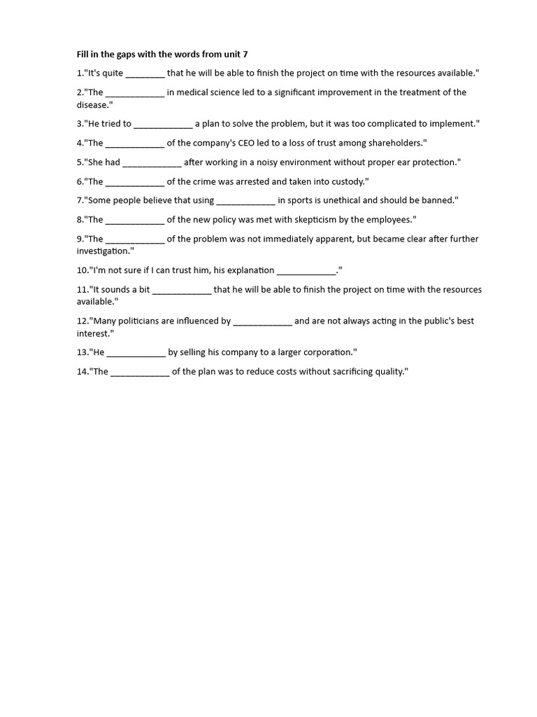 Outcomes Advanced 1st Ed Unit 7 Vocabulary Worksheet | PDF | Medicine ...
