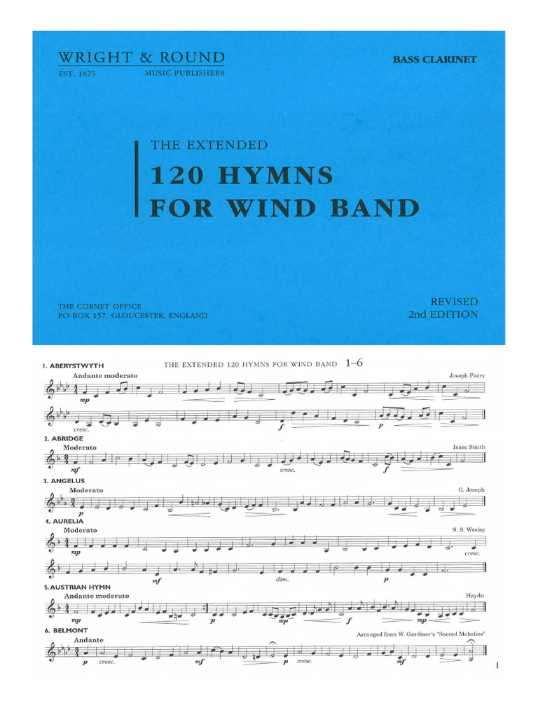 120 Hymns For Wind Band - 13 BB Bas Clarinet | PDF