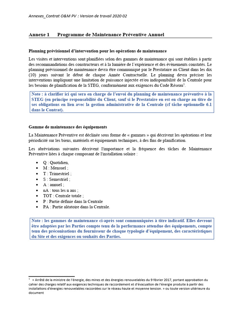 Contrat O&M pour Maintenance PV | PDF | Assurance | Onduleur