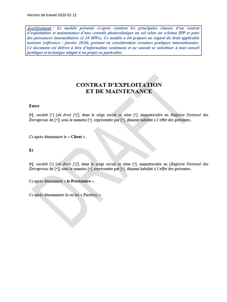 1 Modèle Contrat OM PV IPP Draft Corps | PDF | Facture | Inventaire