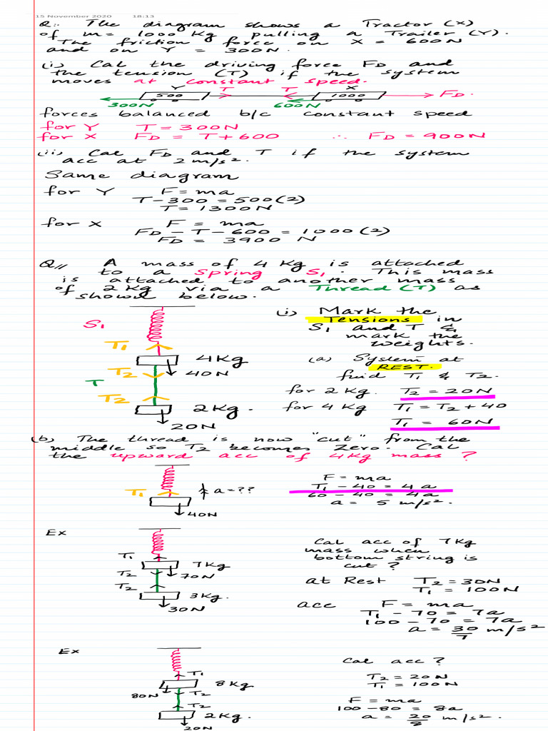 Dynamics - More on Tension | PDF