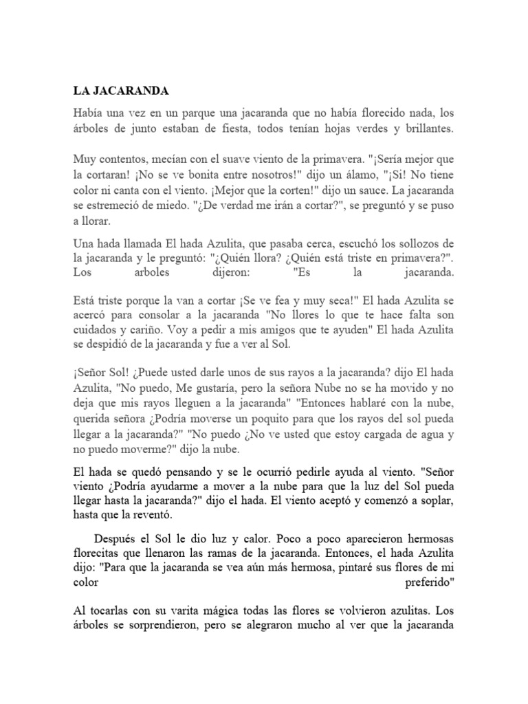 La Jacaranda: Cuento Infantil | PDF