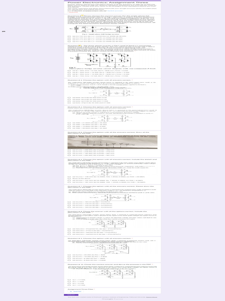 Power Electronics - Assignment Three | PDF | Power Inverter | Power Electronics