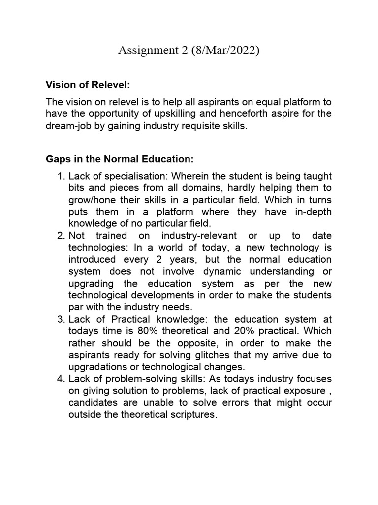 Assignment 2 | PDF | Cognition | Learning