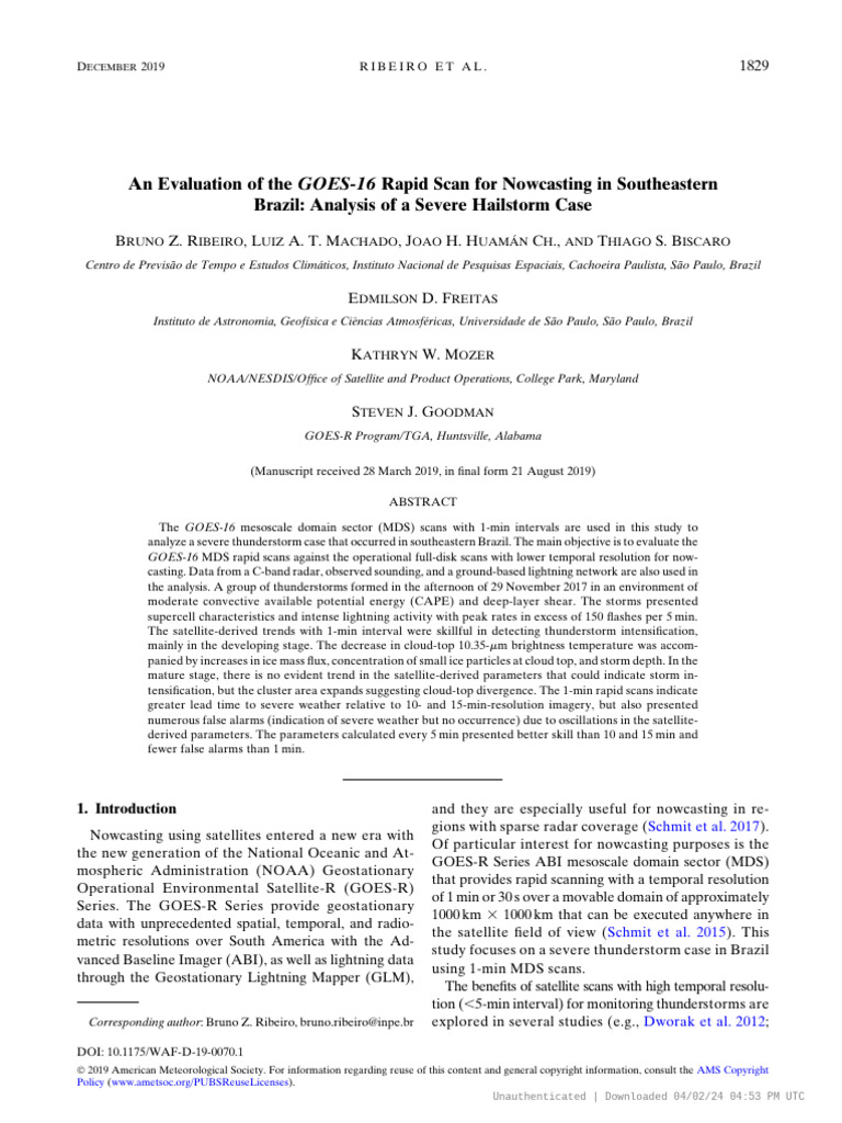 An Evaluation of The GOES-16 Rapid Scan For Nowcasting in Southeastern ...