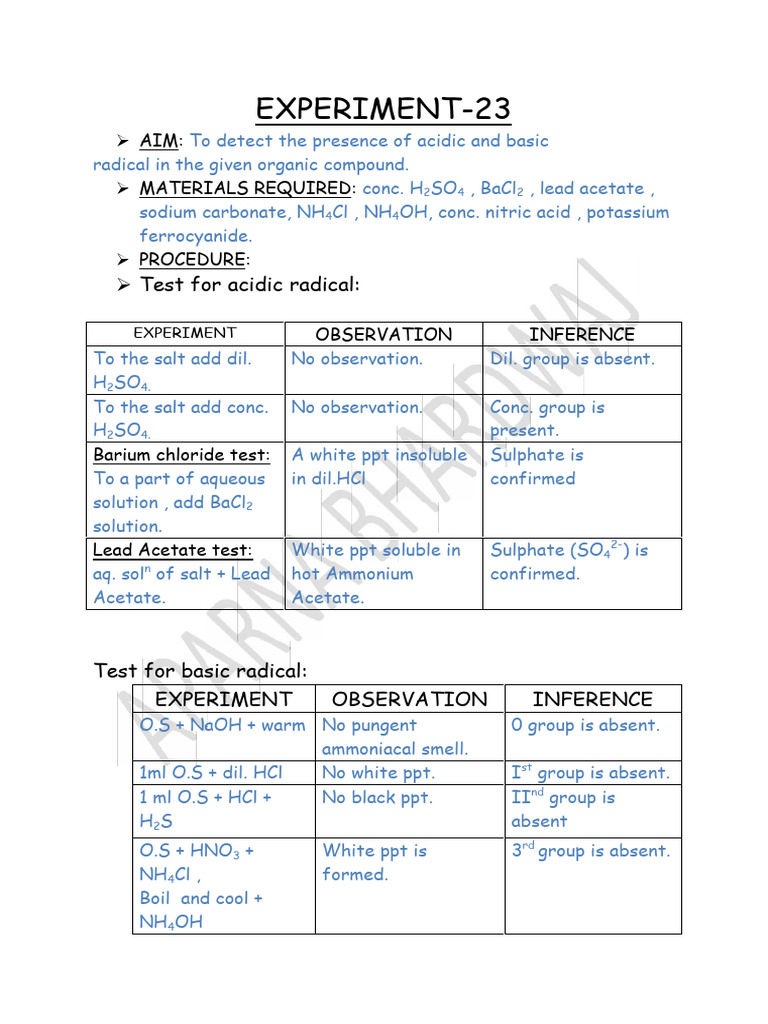 Experiment 23 | PDF | Salt (Chemistry) | Sodium Hydroxide