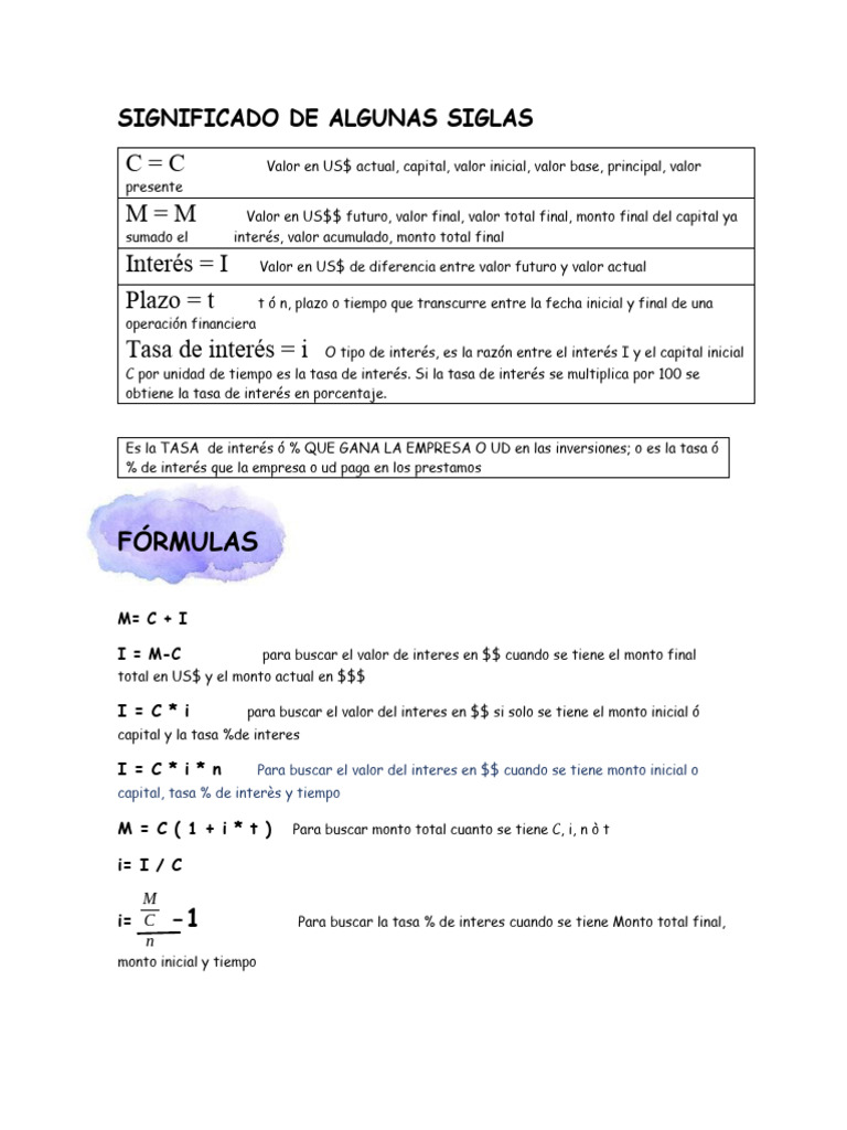Siglas Matematicas Financieras | PDF