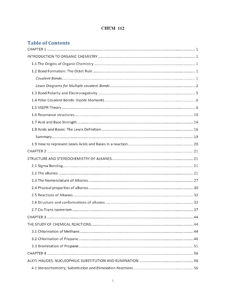Chem 112 General Organic Chemistry | PDF