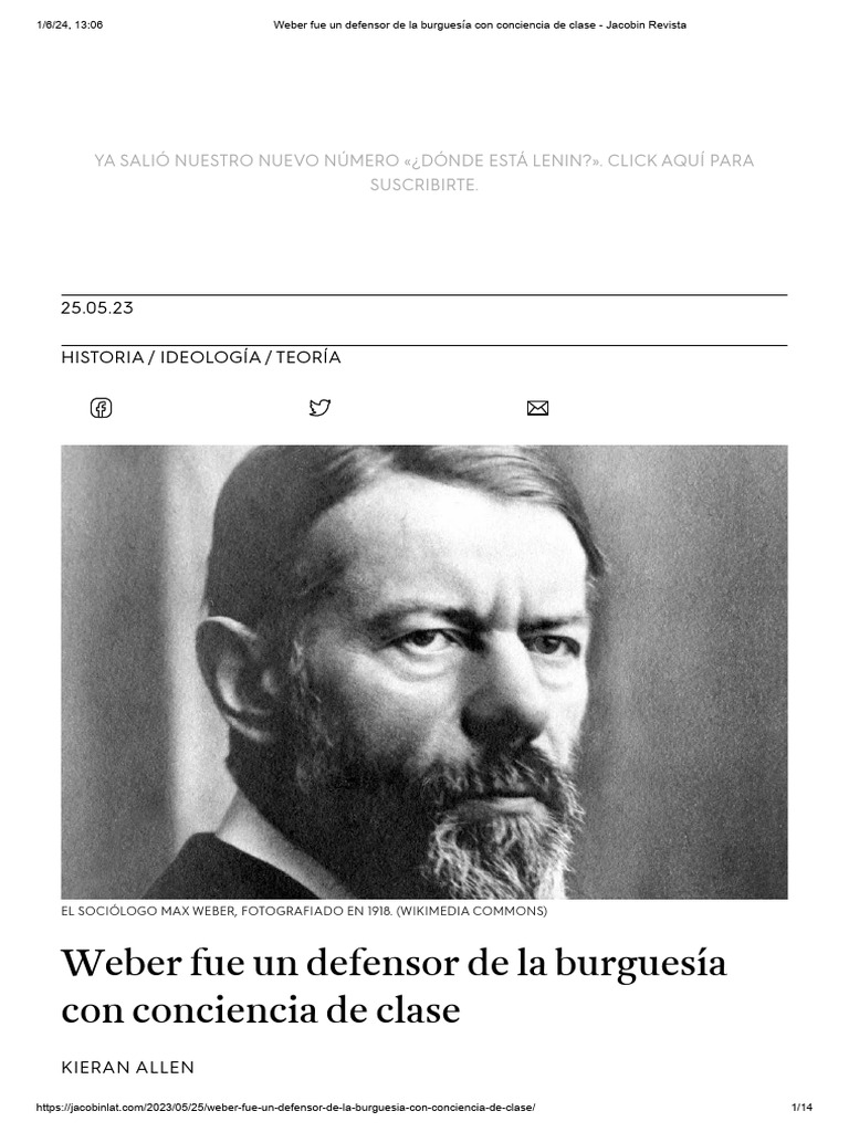 Weber Fue Un Defensor de La Burguesía Con Conciencia de Clase - Jacobin ... Weber Fue Un Defensor de La Burguesía Con Conciencia de Clase - Jacobin ...