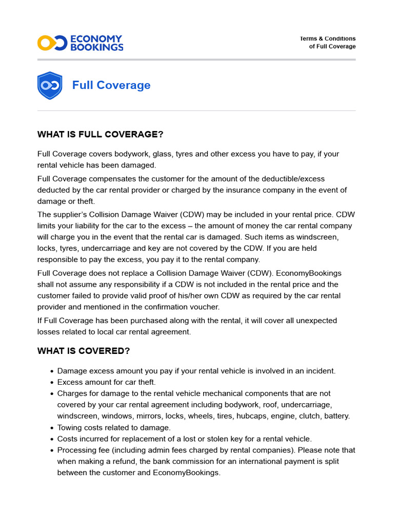 Booking Group Full Excess Protection | PDF | Car Rental