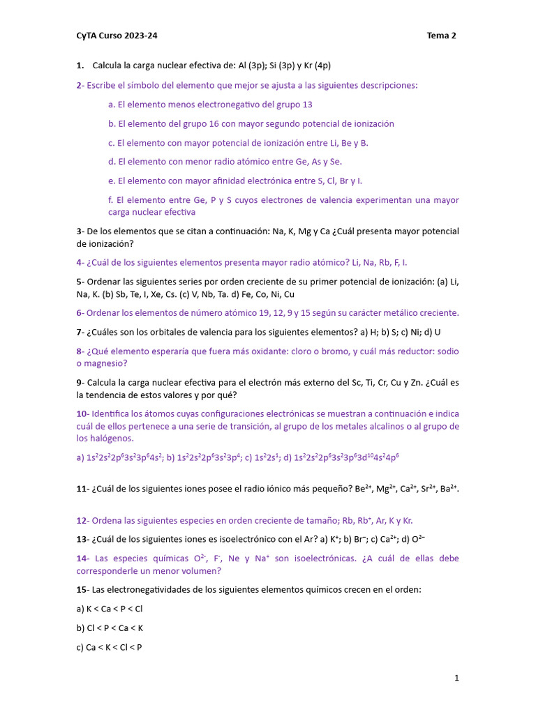 Ejercicios Tema 2 23-24 | PDF | Ion | Enlace iónico