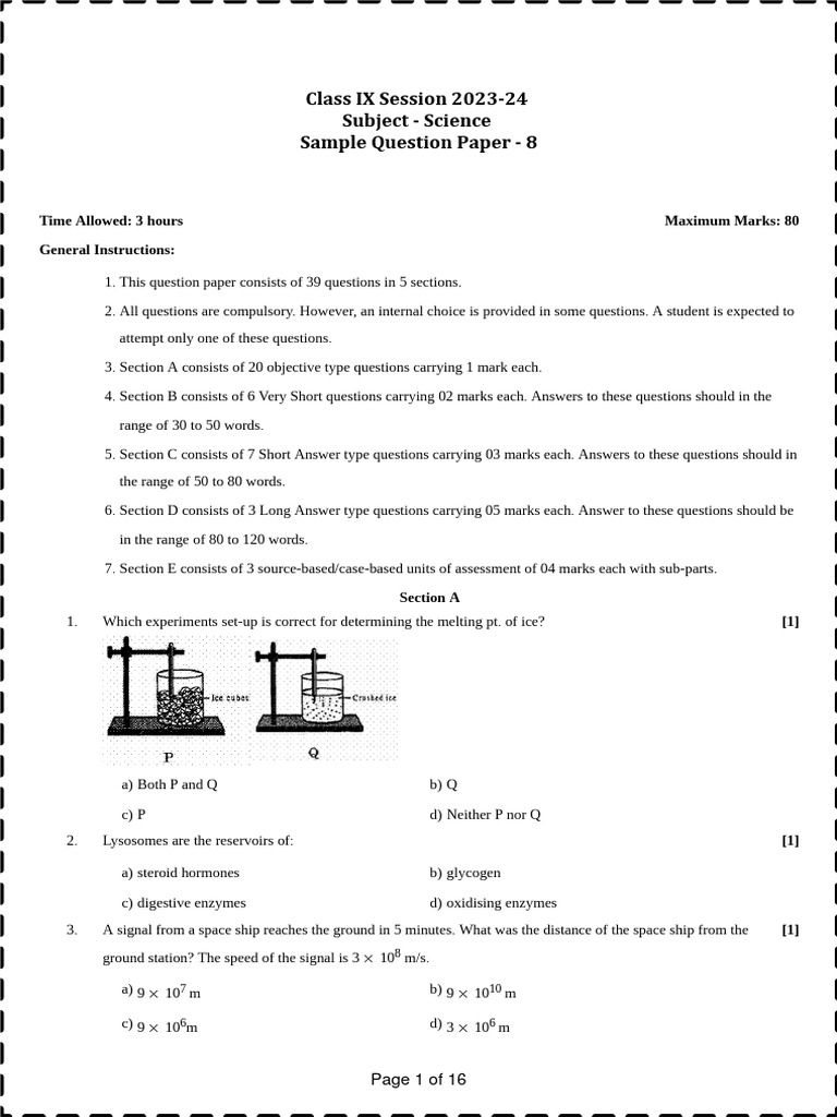 Sample Paper 8 | PDF | Blood | Connective Tissue