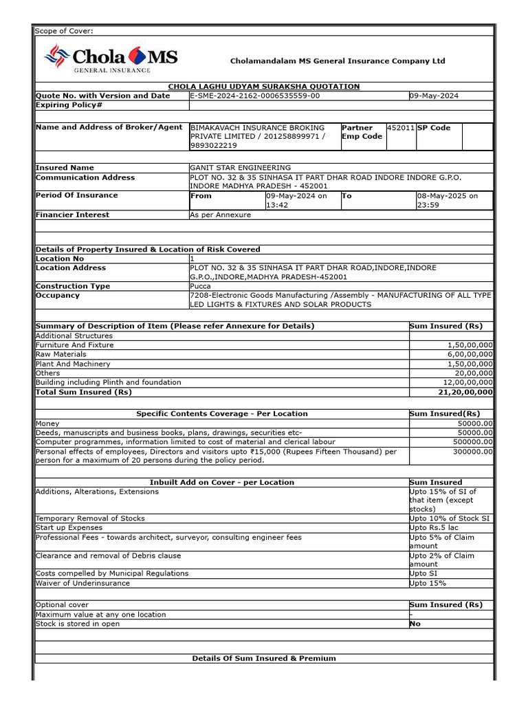 Ganit Star Engineering | Download Free PDF | Insurance | Insurance Broker Ganit Star Engineering | Download Free PDF | Insurance | Insurance Broker