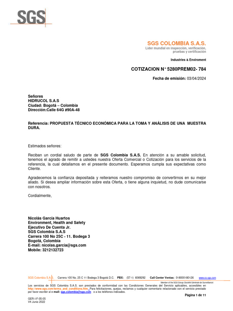 Cotizacion #5280prem02 - 784 | PDF | Laboratorios | Colombia