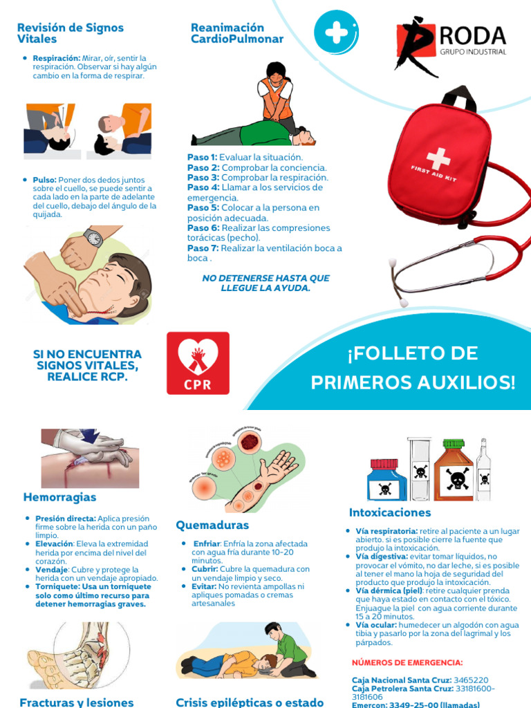 Folleto Primeros Auxilios | PDF | Reanimación cardiopulmonar | Primeros auxilios