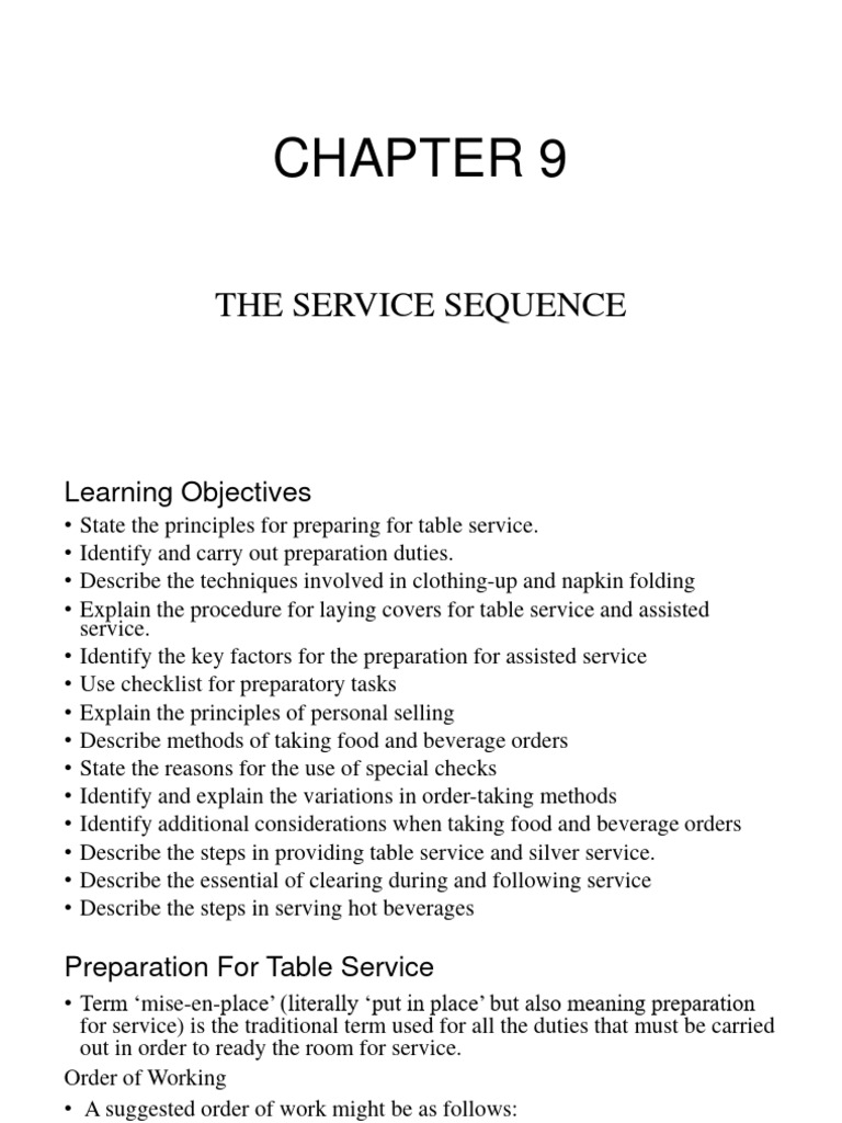 CHAPTER 9 the Service Sequence | Download Free PDF | Tableware ...