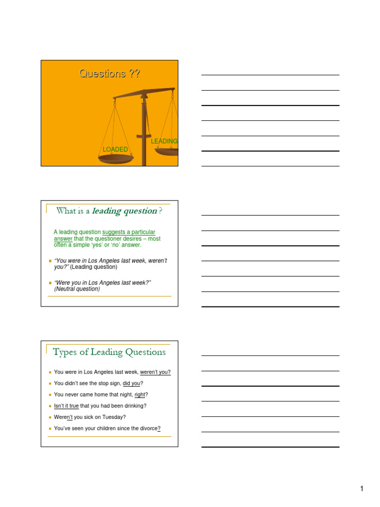 Loaded Questions | PDF | Question | Witness