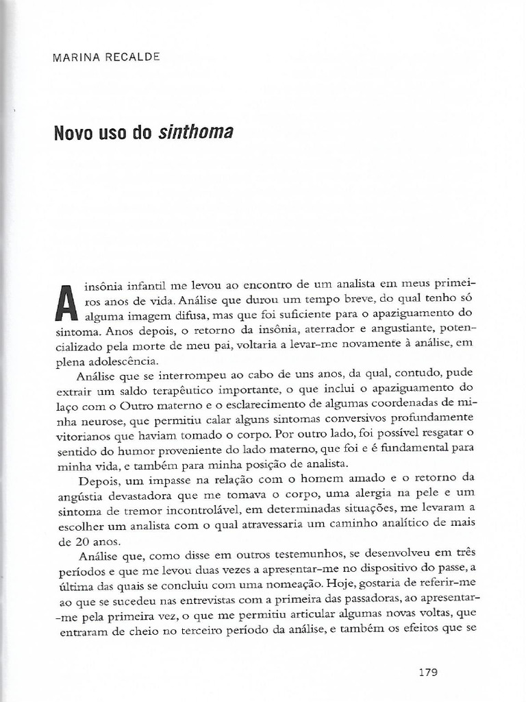 Latusa 19 - RECALDE, Marina. Novo Uso Do Sinthoma | PDF