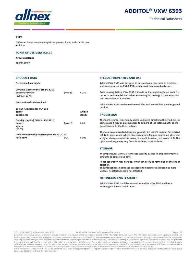 Additol-Vxw-6393 en A4 | PDF | Intellectual Property | Viscosity